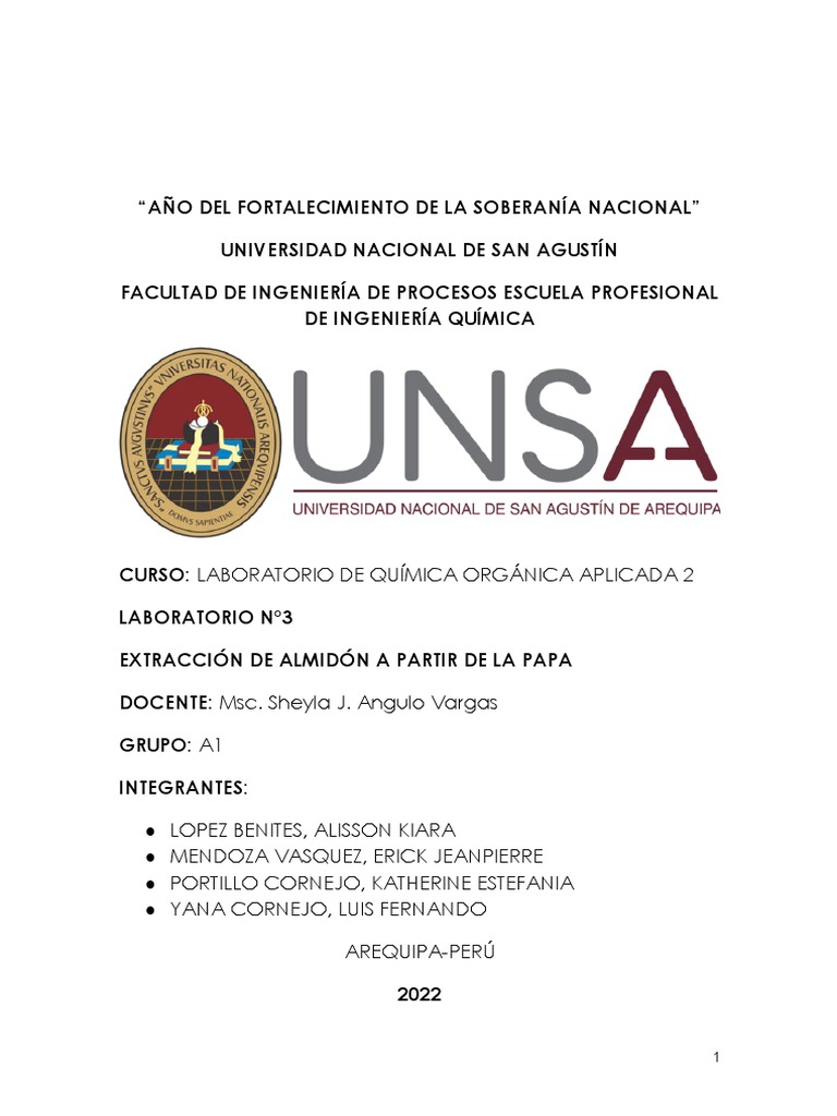 Qo2 Lab3 | PDF | Patata | Almidón