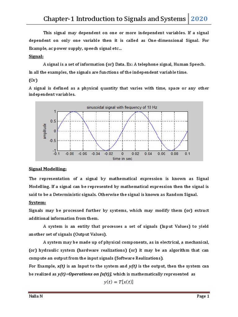 Chapter-1 Introduction To Signals and Systems: Signal | PDF