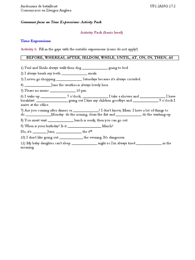 Time Expressions | PDF