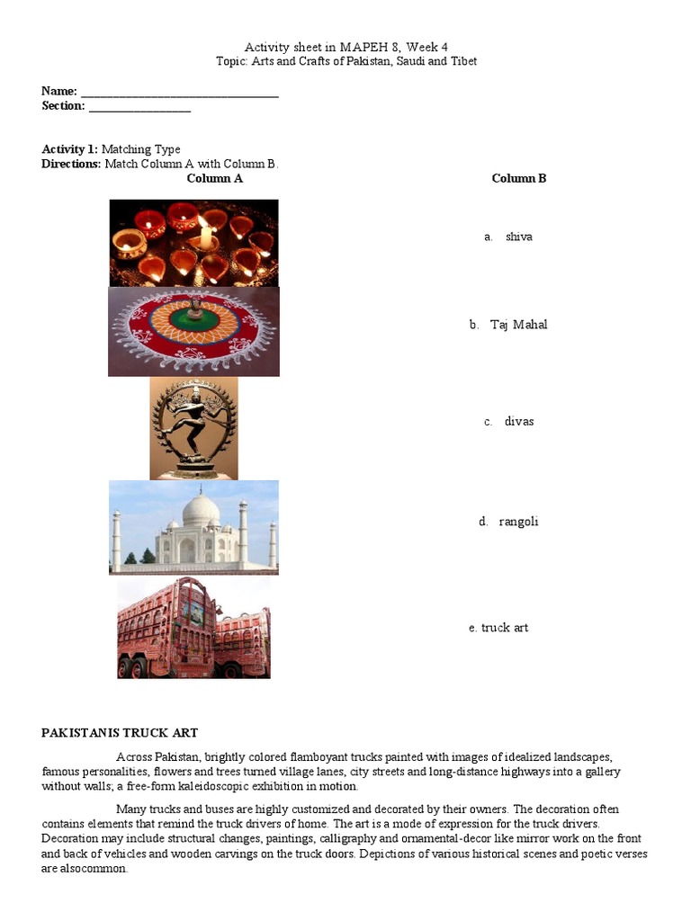 Mapeh8 Week4 Arts Activity - Sheet | PDF | Carpet | Mandala