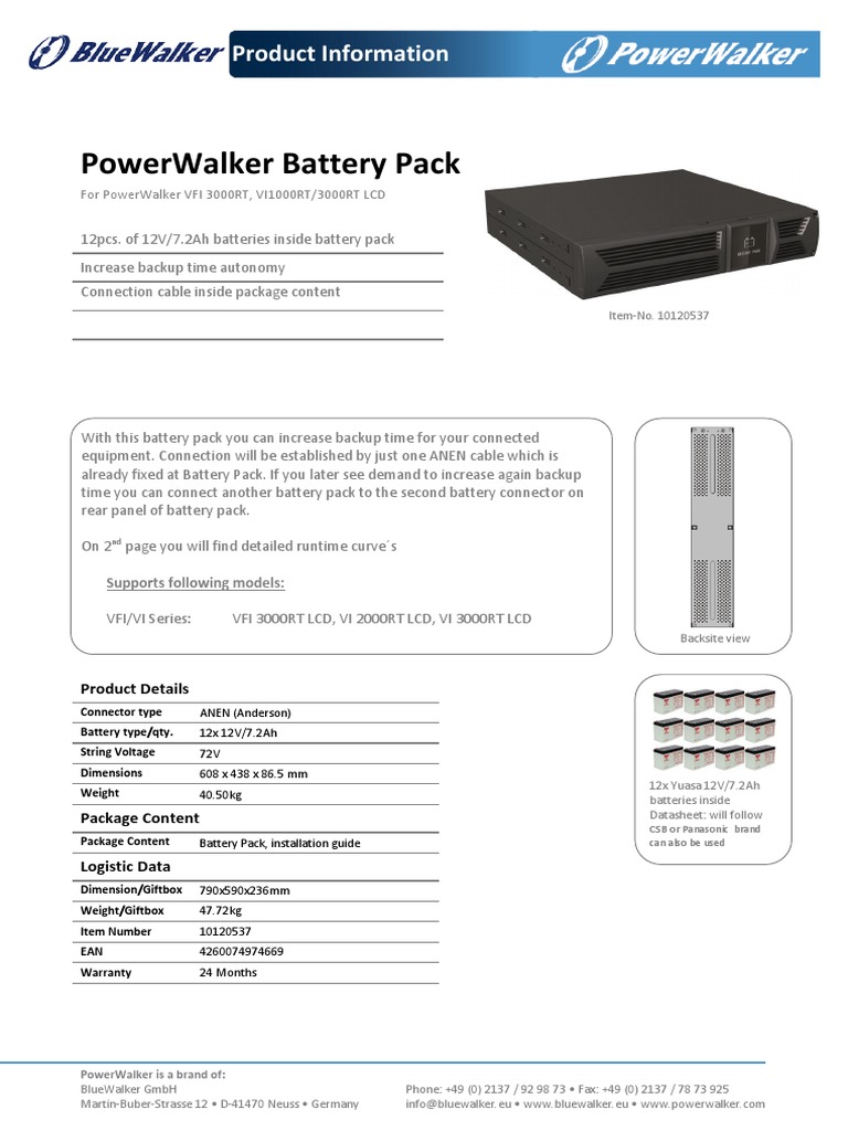 PowerWalker Battery Pack 10120537 | PDF | Liquid Crystal Display ...