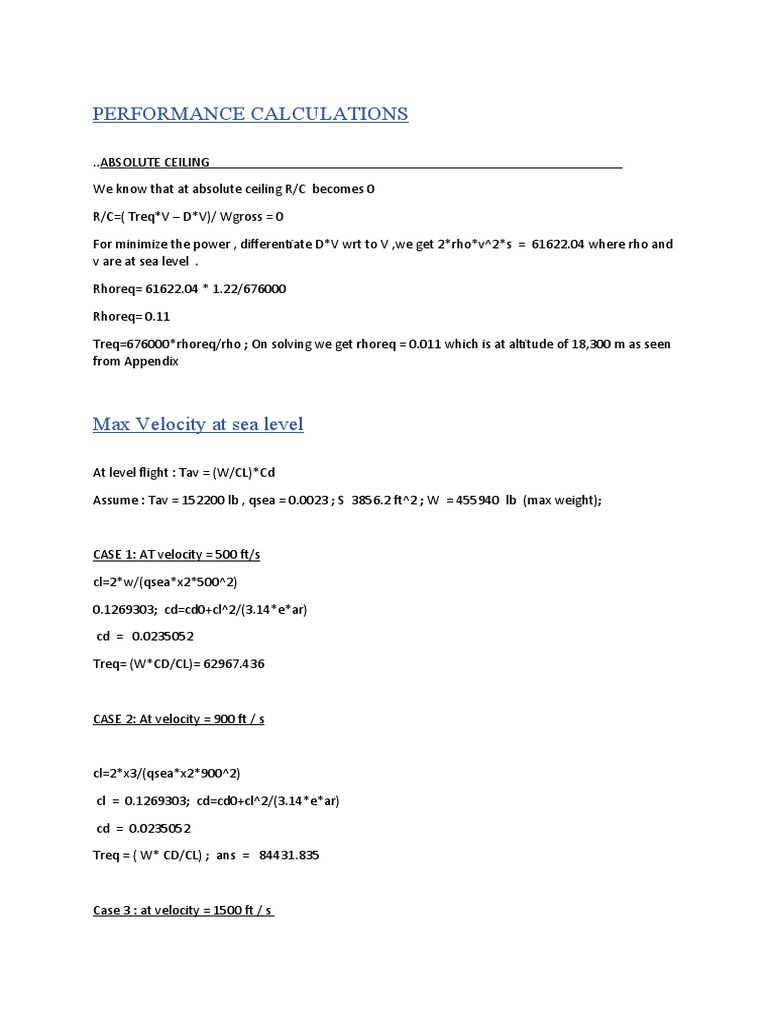 BAC CONCORDE Aircraft PERFORMANCE CALCULATIONS | PDF | Drag (Physics ...