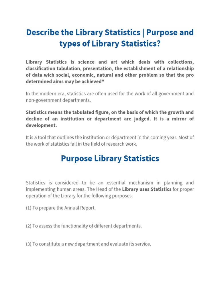 Describe The Library Statistics | PDF | Libraries | Books
