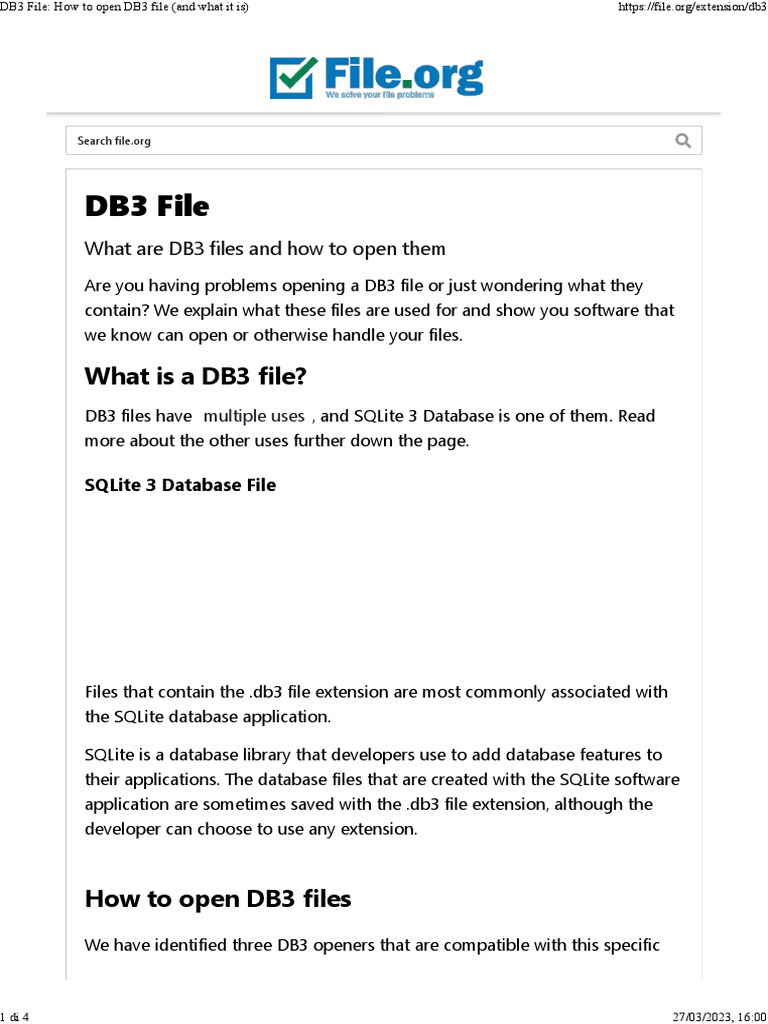 DB3 File How To Open DB3 File (And What It Is) | PDF | Computer File | Databases