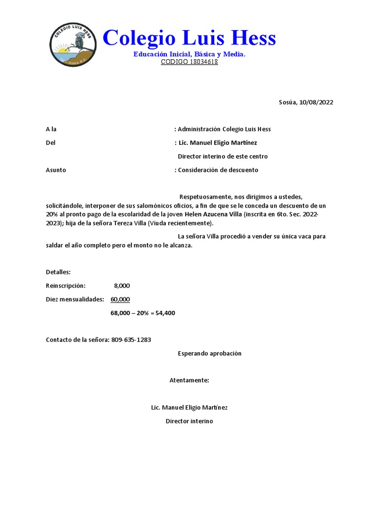 Solicitud de Descuento | PDF
