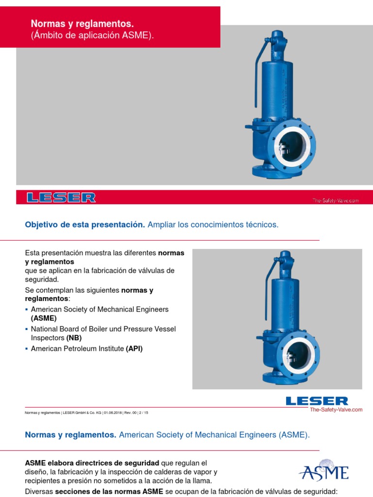 Normas y reglamentos aplicables a la fabricación y uso de válvulas de seguridad | PDF ...