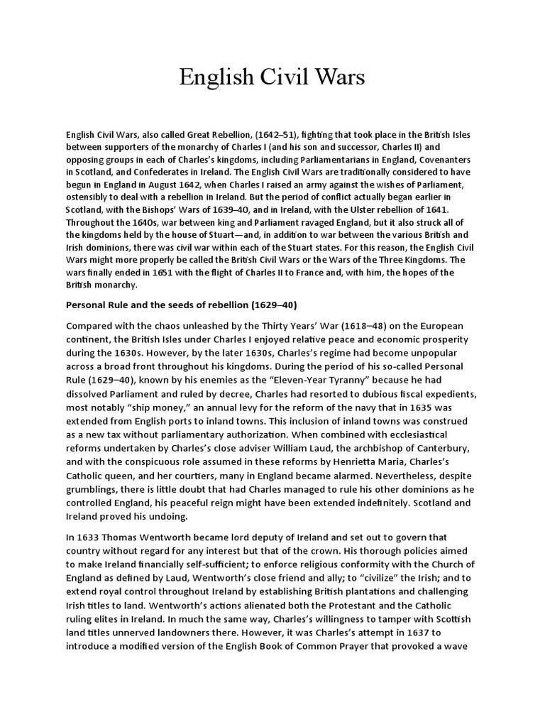 English Civil Wars | Download Free PDF | English Civil War | Oliver ...