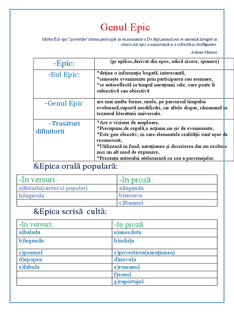 Genul Epic | PDF