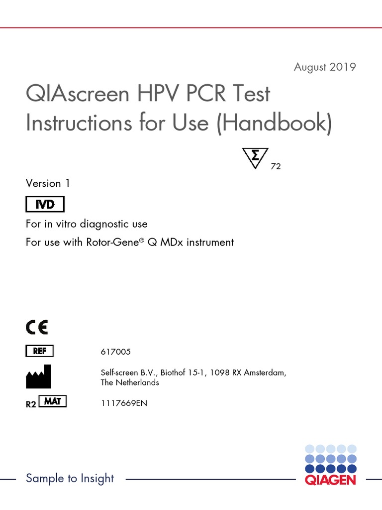 Qiascreen HPV PCR Test Instructions For Use (Handbook) : August 2019 ...