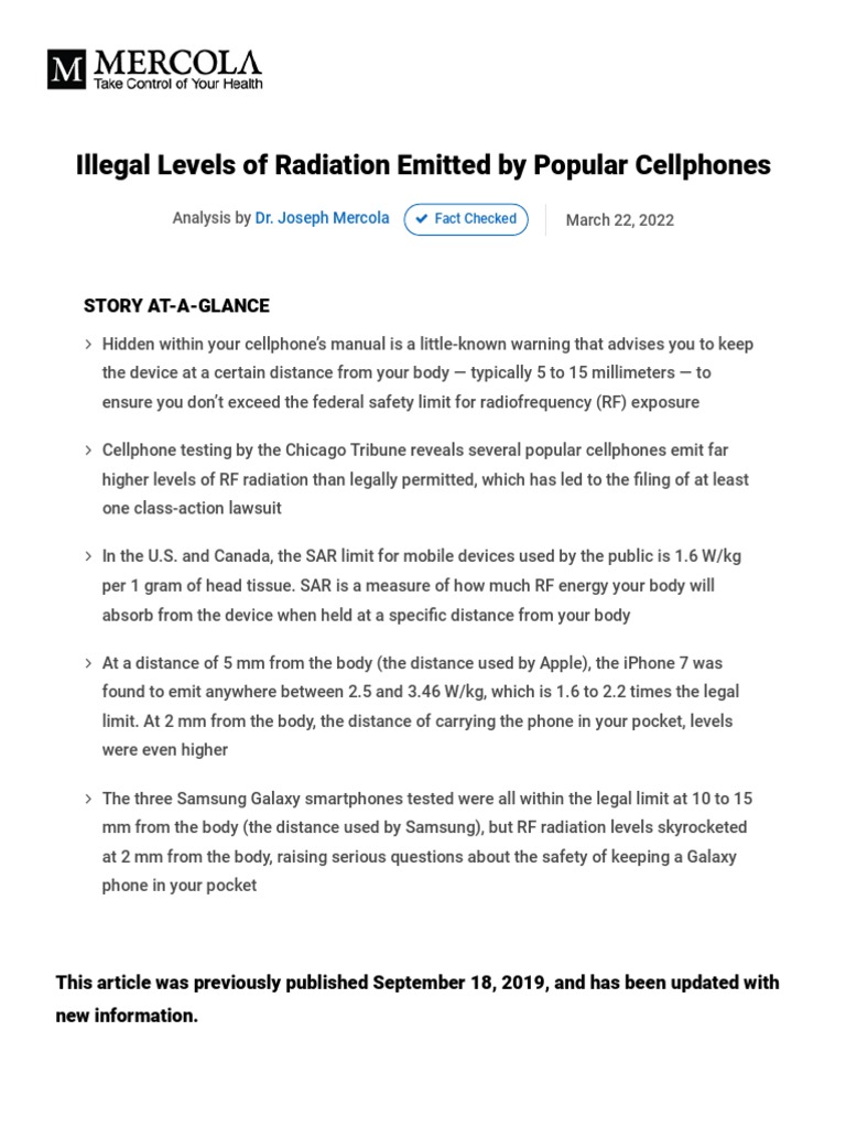 Iphone Radiation Level PDF | PDF | Mobile Phones | Extremely High Frequency