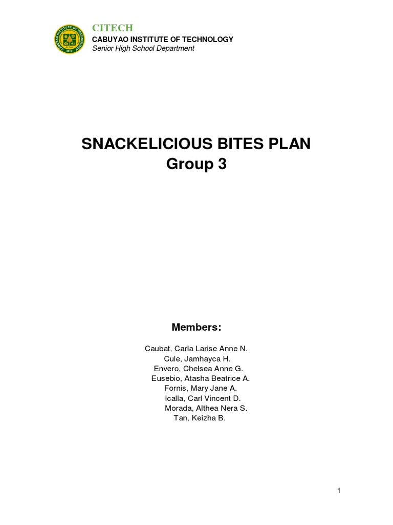 Snackelicious Bites Business Plan | PDF | Vitamin C | Dietary Fiber