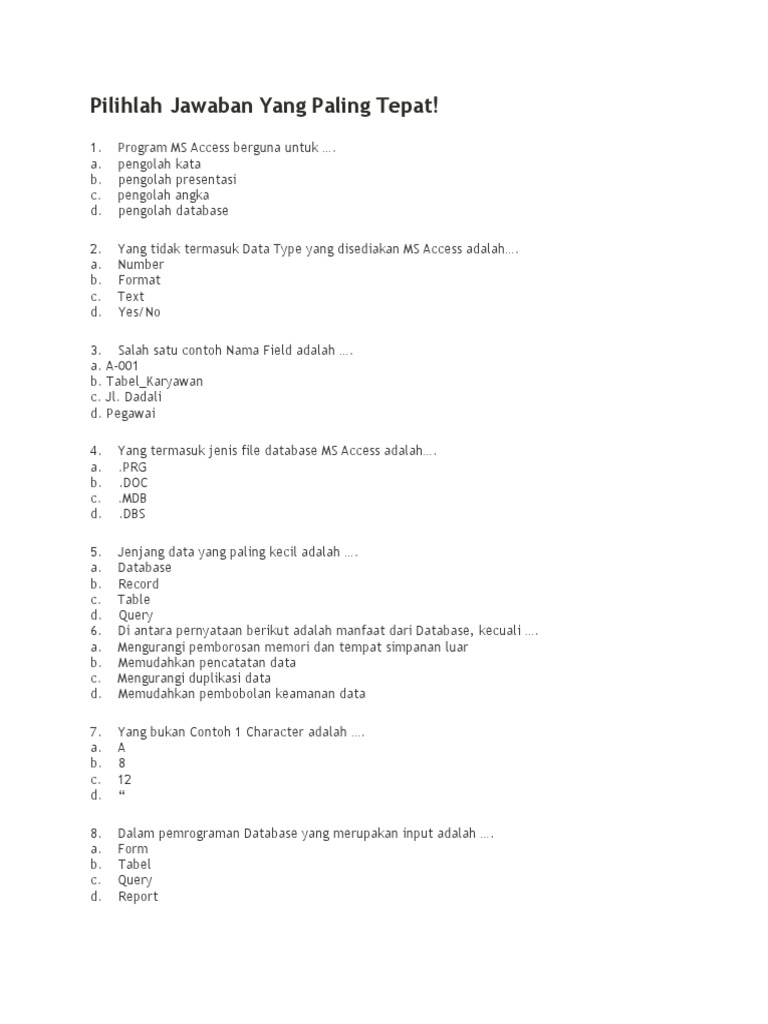 Jenis File dan Data MS Access | PDF | Komputer