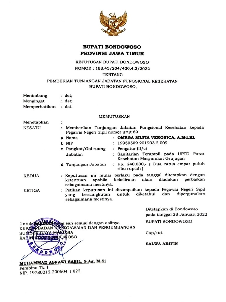 Sertifikat Dan SK Jabfung | PDF