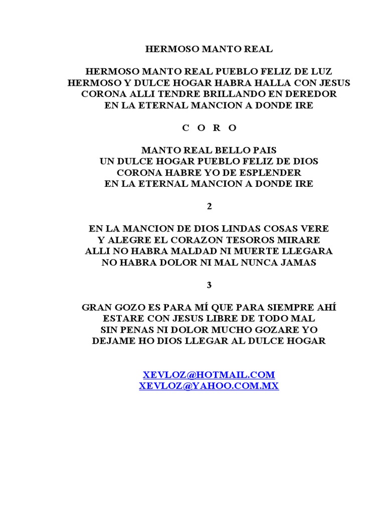 Hermoso Manto Real: Letra y Mensaje | PDF