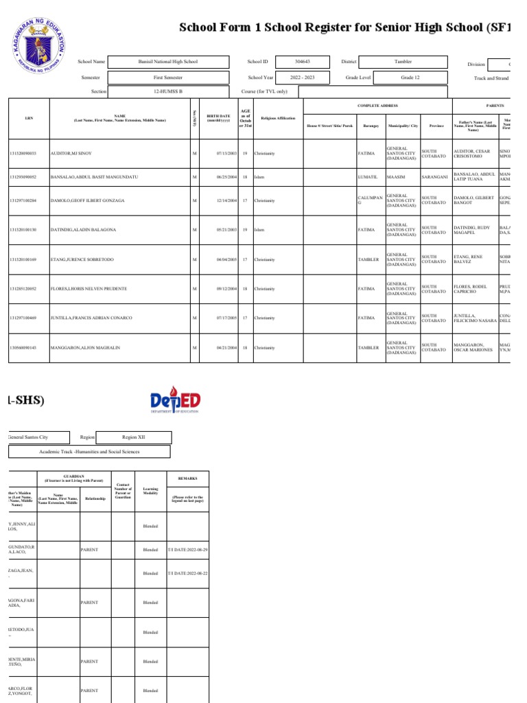 School Form 1 (SF 1) | PDF