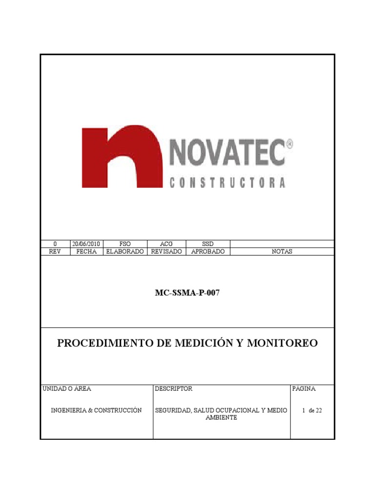 MC-SSMA-P-007 Procedimiento de Medición y Monitoreo Rev. 8 | PDF ...