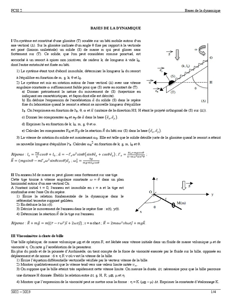 Bases de La Dynamique (Ex) | PDF | Avion | Portance (aérodynamique)