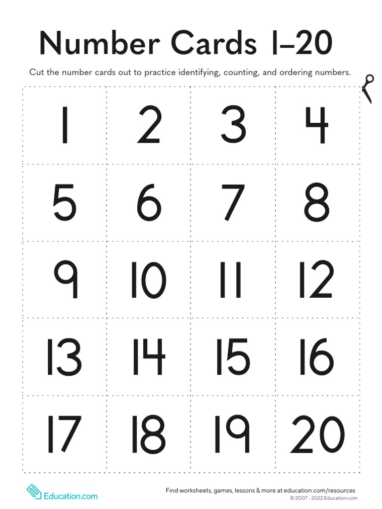 Number Cards 1 20 | PDF