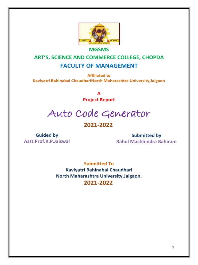 Auto Code Generator: Faculty of Management | PDF | Software Testing ...