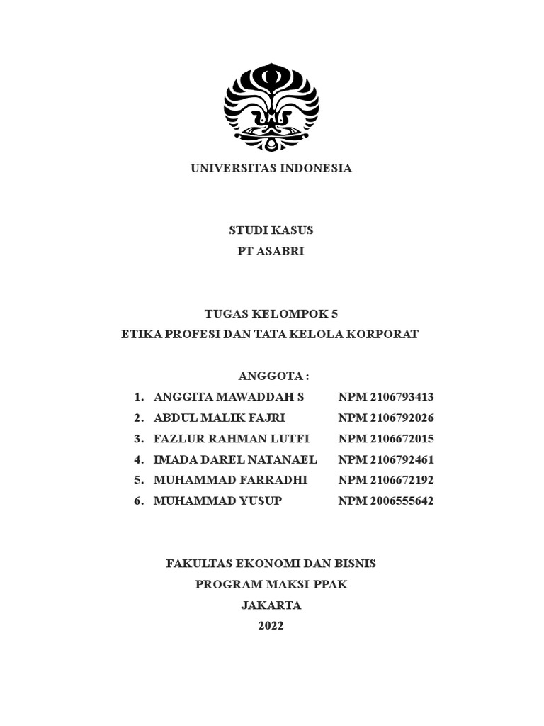 Kelompok 5 Week 9 Studi Kasus ASABRI | PDF