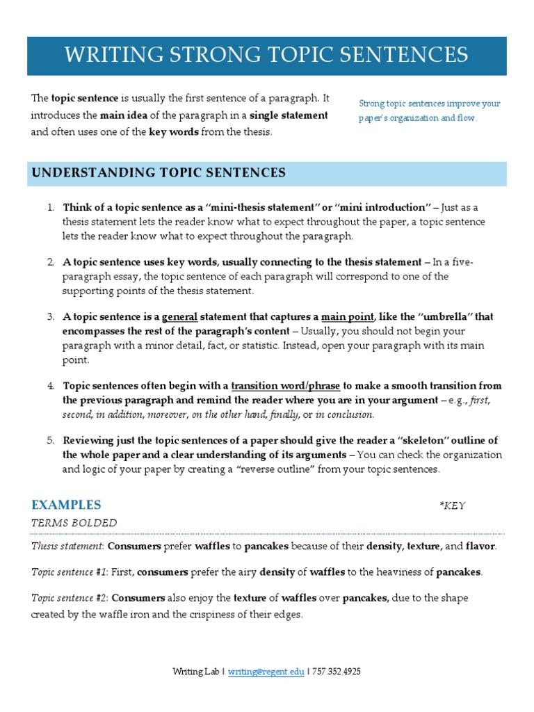 Writing Strong Topic Sentences | PDF | Sentence (Linguistics) | Argument