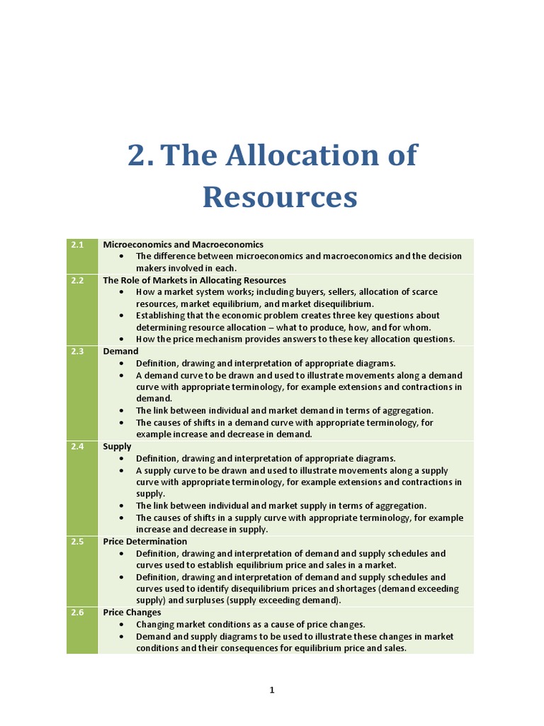 The Allocation of Resources: Microeconomics and Macroeconomics ...