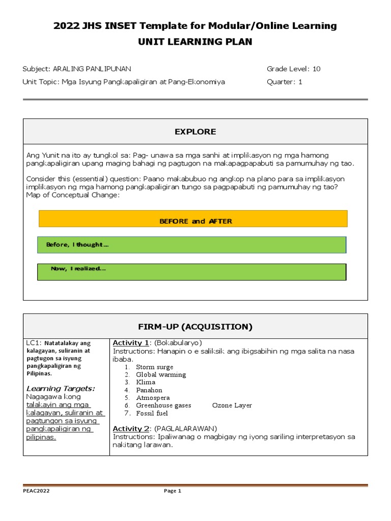 1st Quarter AP Learning Plan | PDF