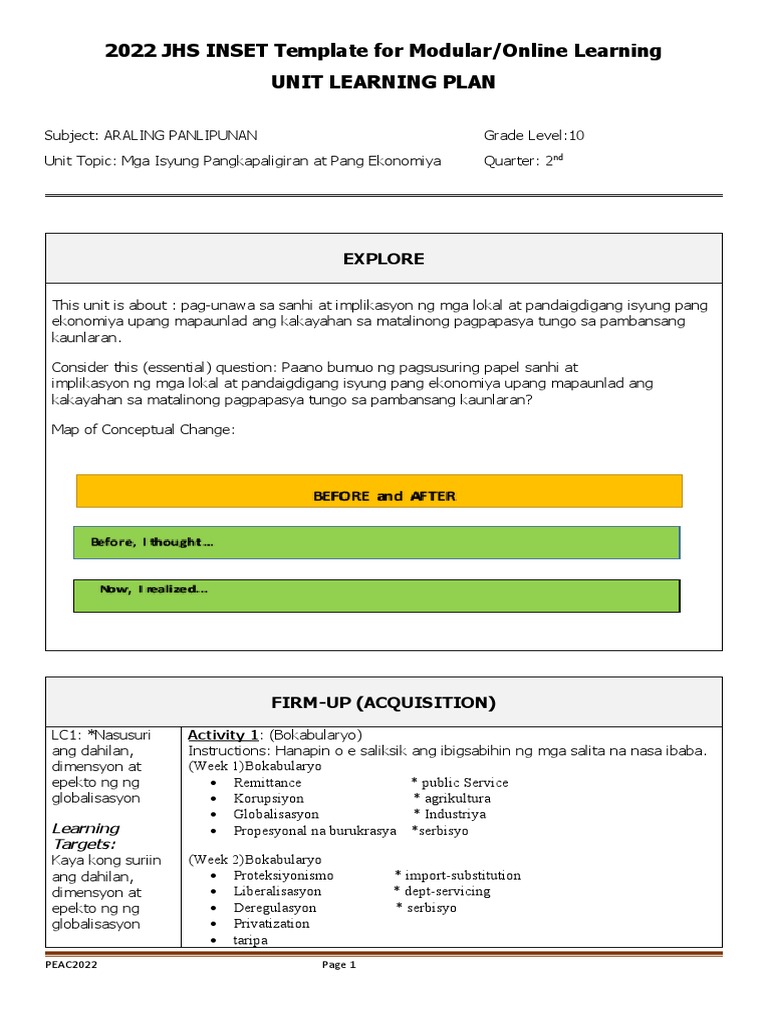 2nd Quarter AP Learning Plan | PDF