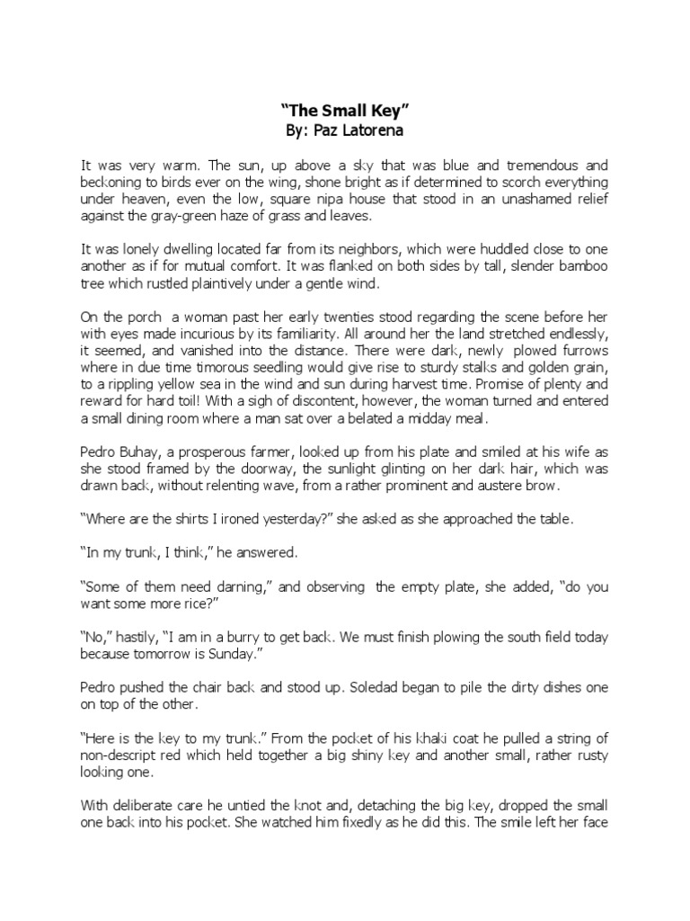 "The Small Key": By: Paz Latorena | PDF | Mystery, Thriller & Crime ...