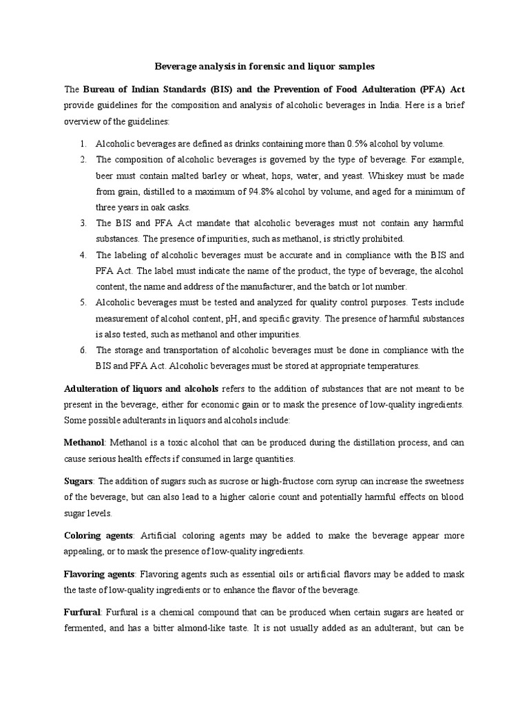 Beverage Analysis in Forensic and Liquor Samples | PDF | Alcoholic ...