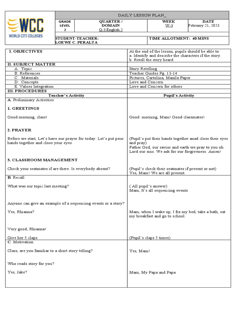 DLP English Day 2 (Grade 2) | PDF | Prayer | Cognition