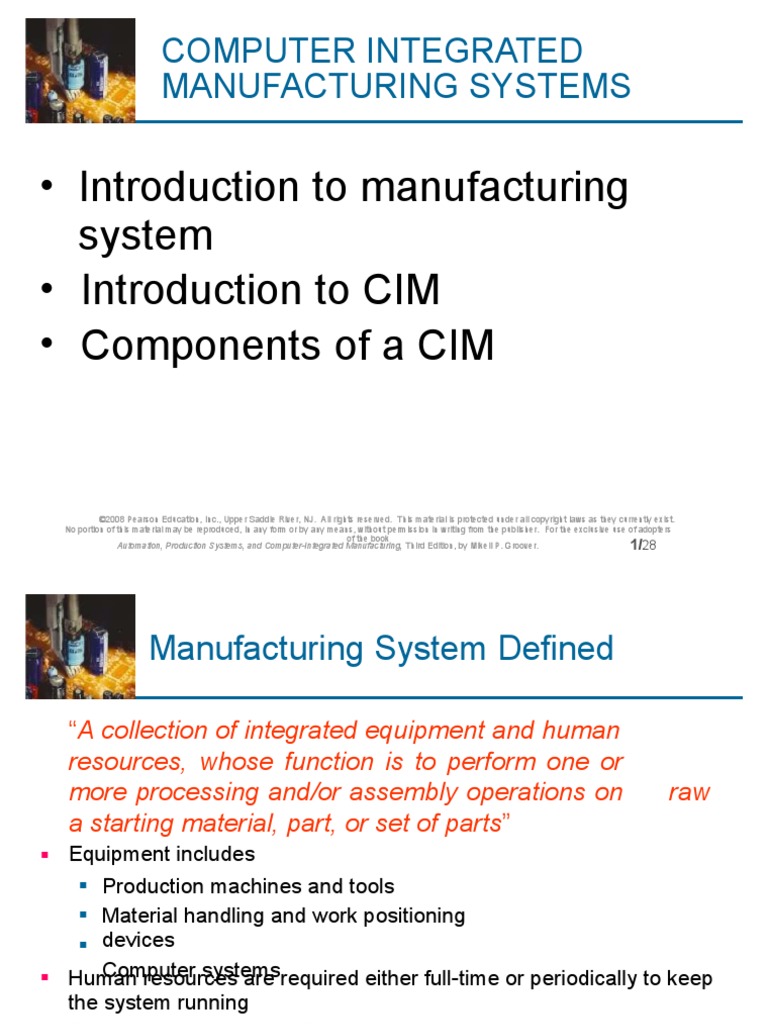 Introduction To Manufacturing System - Introduction To CIM - Components ...