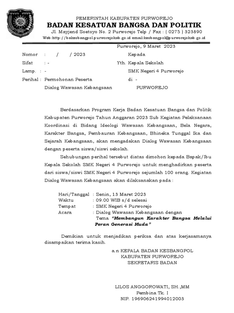 Undangan Dialog Wasbang | PDF