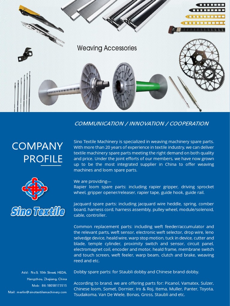 Weaving Loom Parts Catalogue Vamatex Spare | PDF | Loom | Gear