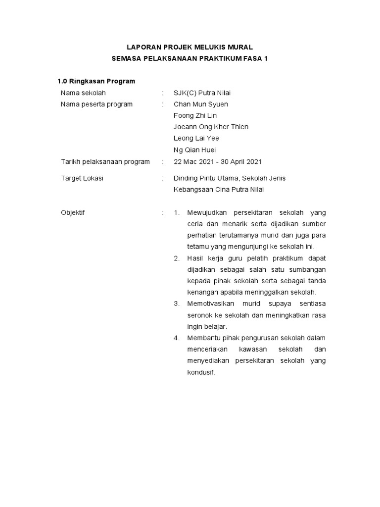 Laporan Projek Melukis Mural | PDF