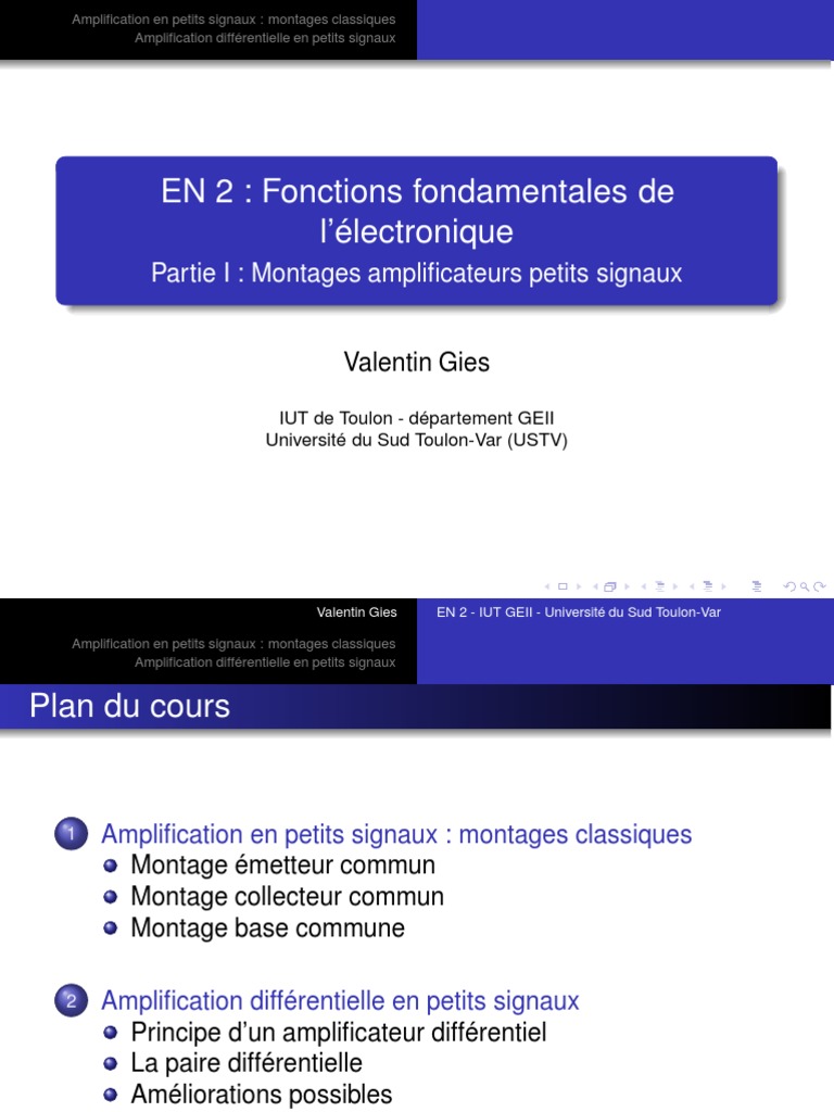 Cours EN2 1 | PDF | Amplificateur électronique | Transistor bipolaire