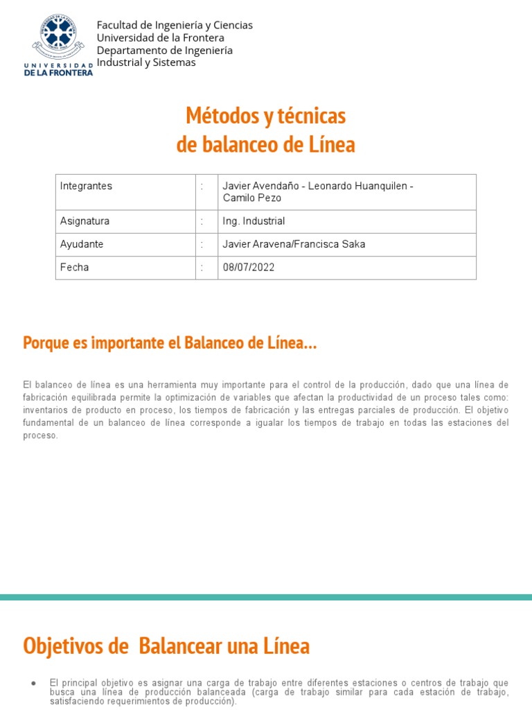 Métodos y Técnicas de Balanceo de Línea | PDF
