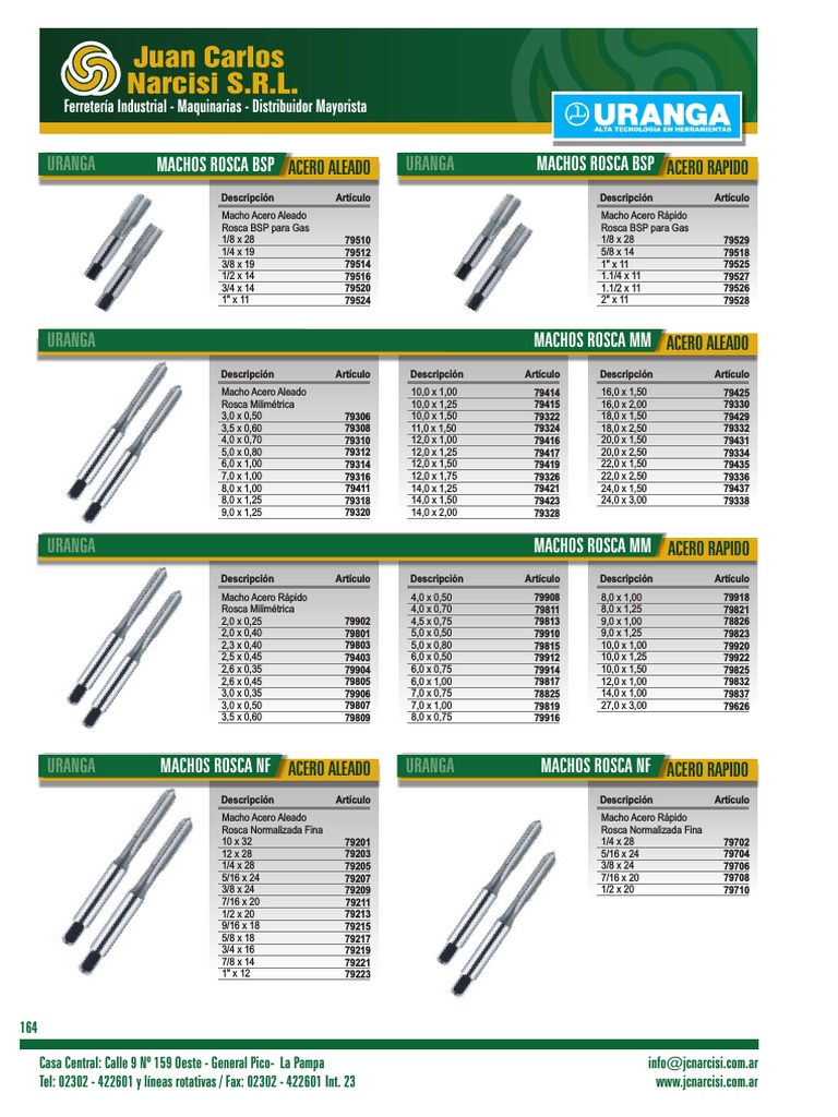 Machos Rosca BSP Machos Rosca BSP: Uranga Uranga | PDF | Sector secundario de la economía | Madera