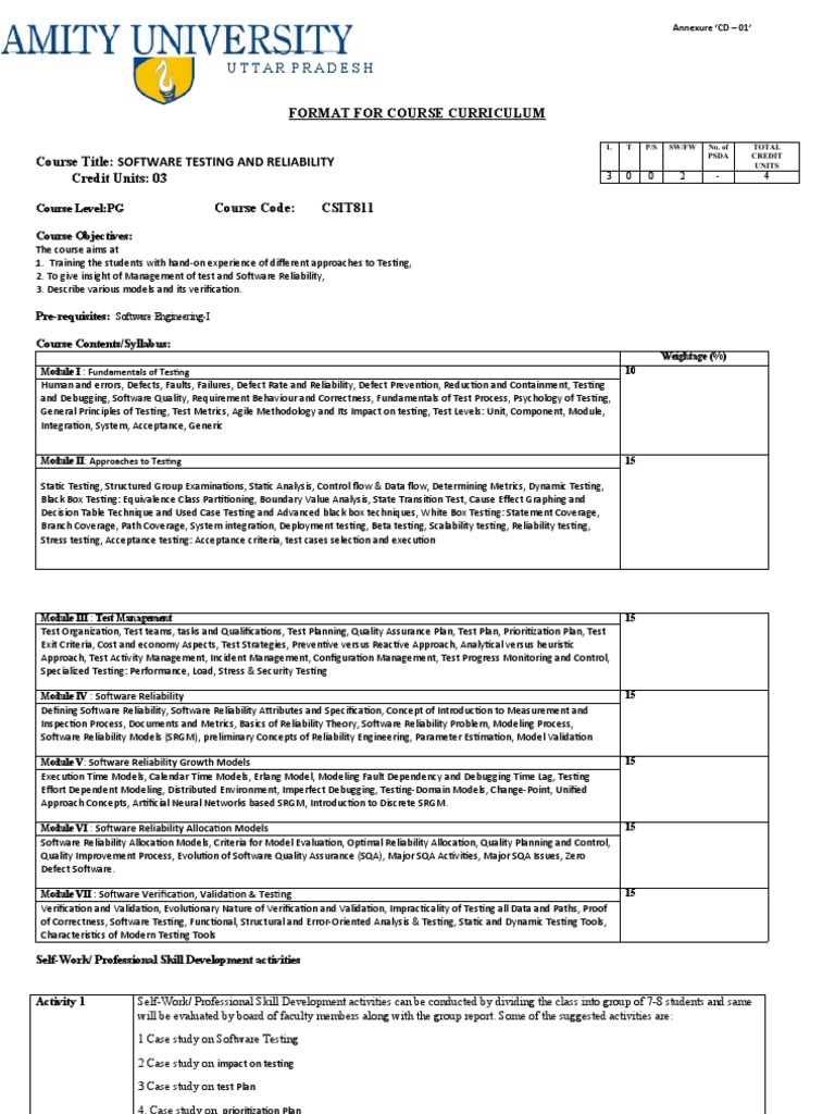 New Syllabus | Download Free PDF | Software Testing | Reliability ...