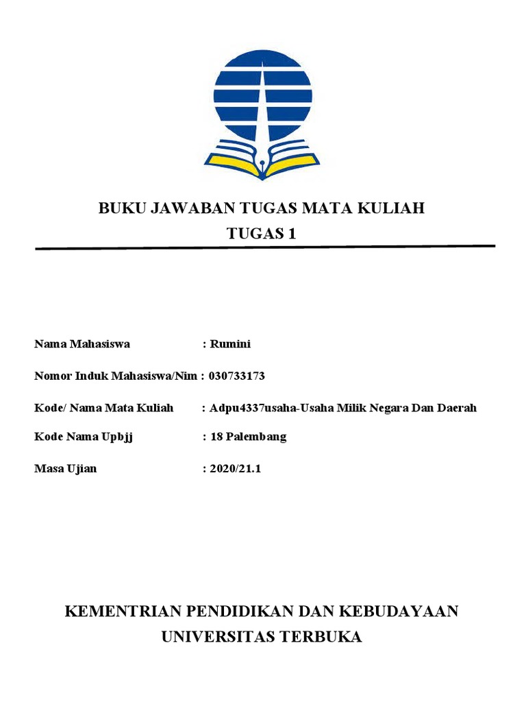 Buku Jawaban Tugas Mata Kuliah Tugas 1 | PDF | Kajian Bahasa Asing