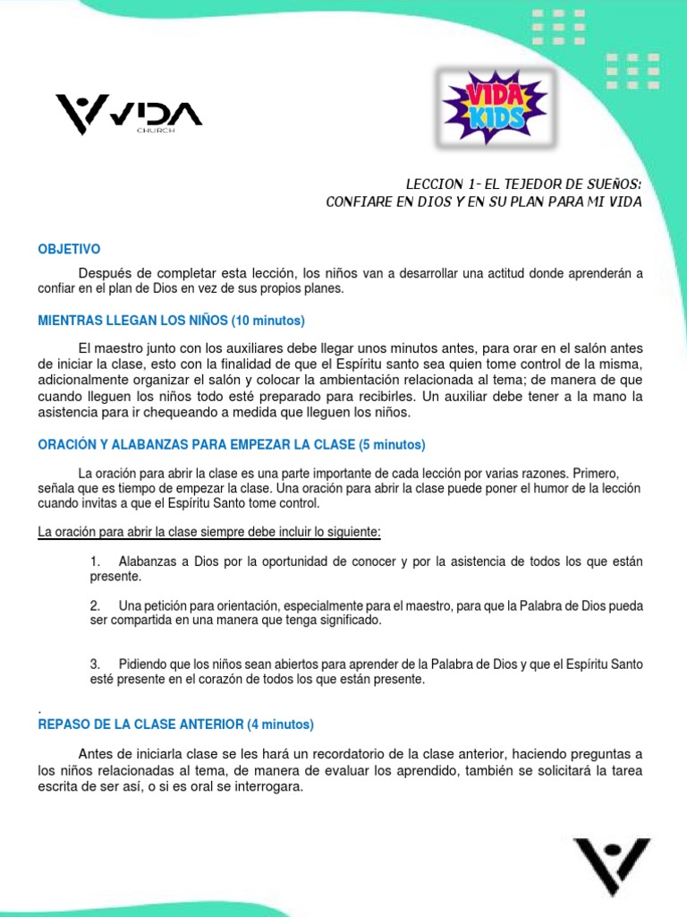 Leccion 1 El Tejedor de Sueños | PDF | Oración