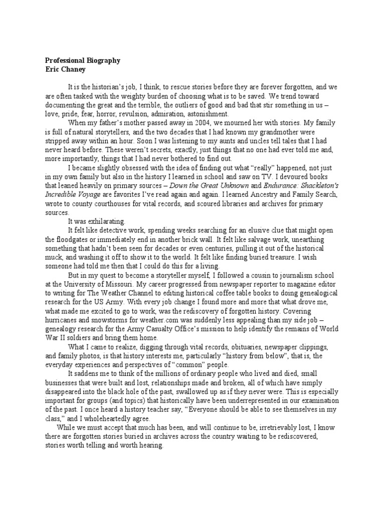 Professional Biography - Eric Chaney | PDF