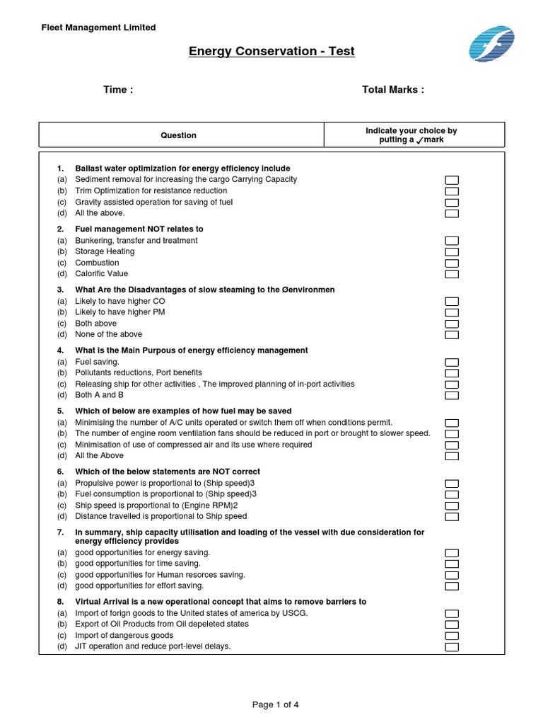 Me Engine MCQ | PDF | Ships | Efficient Energy Use