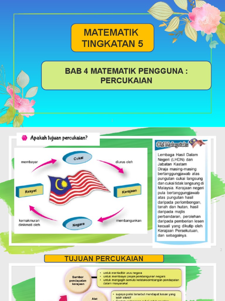 Matematik Tingkatan 5: Bab 4 Matematik Pengguna: Percukaian | PDF