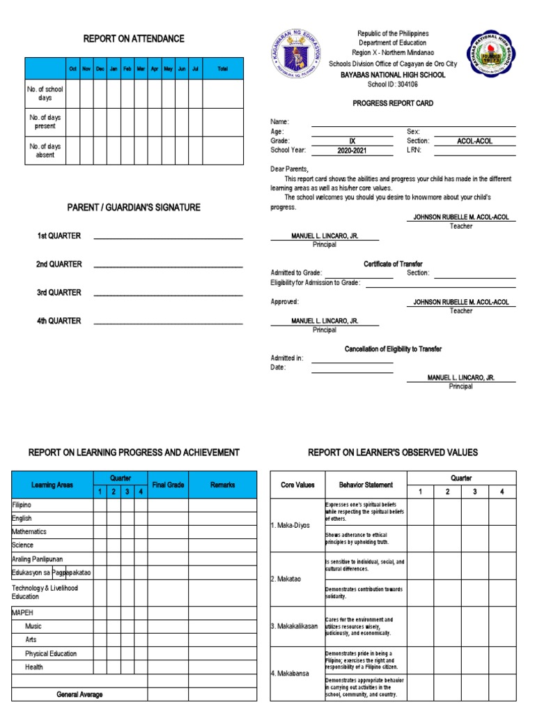 School Form 9 | PDF | Philippines | Cognition