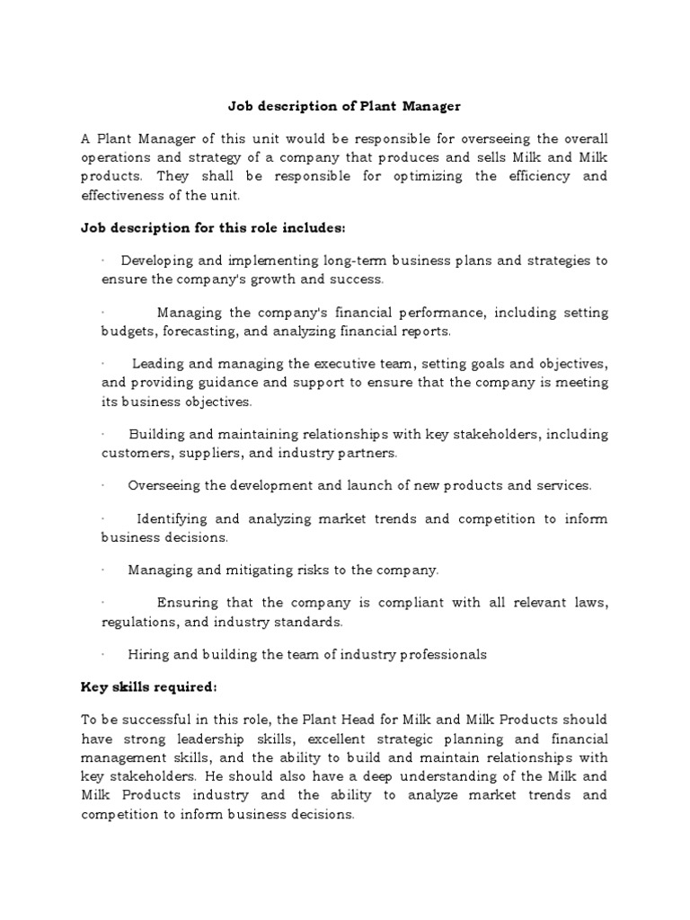 Job Description For Oil Industry | PDF | Business | Economies