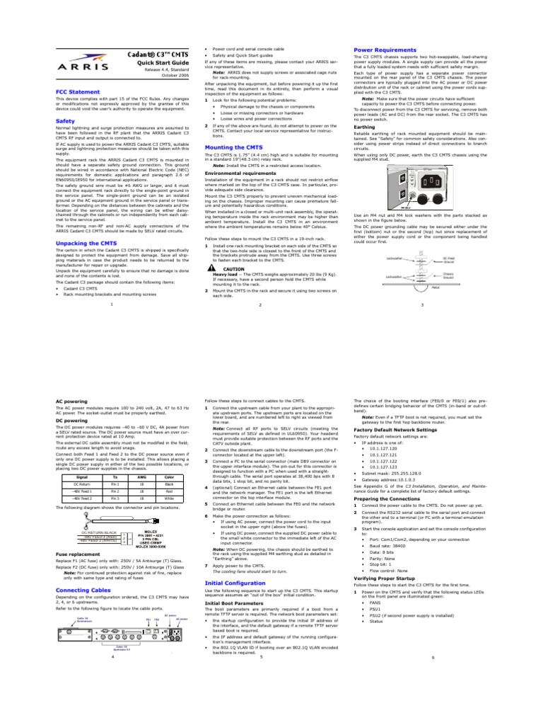 Arris C3 Rel 44 QuickStart | PDF | Command Line Interface | Electrical Connector