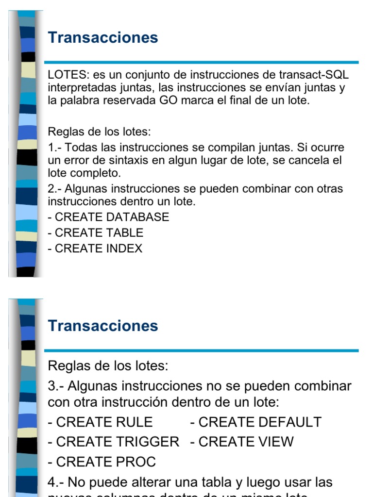 Transacciones | Servidor SQL de Microsoft | Tabla (base de datos)