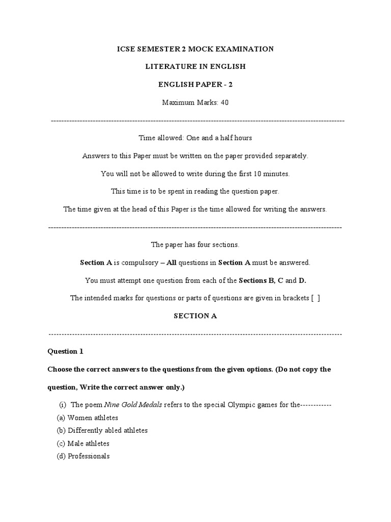 Mock 1 | PDF | The Merchant Of Venice