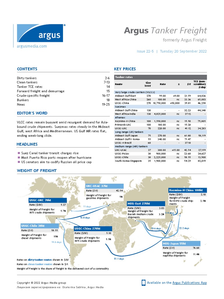 Argus: Tanker Freight | PDF | Oil Tanker | Cargo